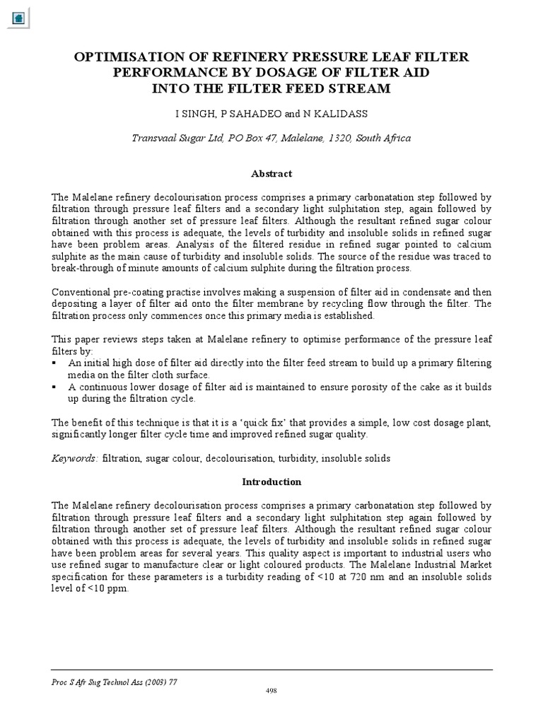 2003 - Singh - Optimisation of Refinery Pressure | PDF | Filtration ...