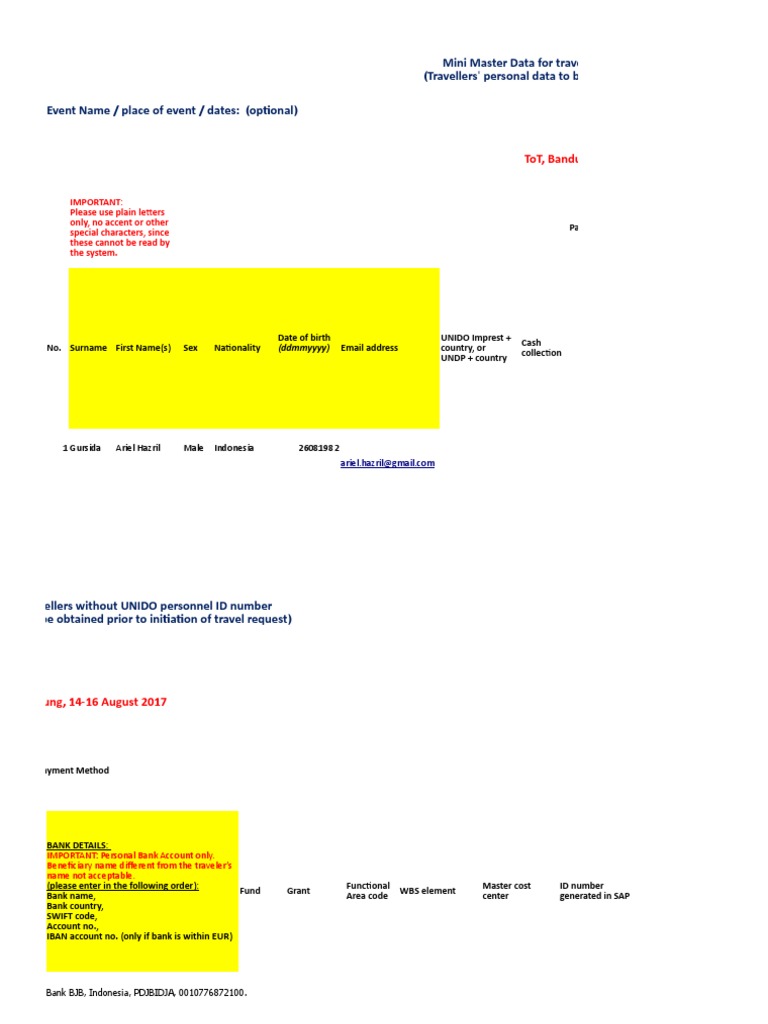 Mini Master Data Template v1 | PDF | Payments | Financial Technology