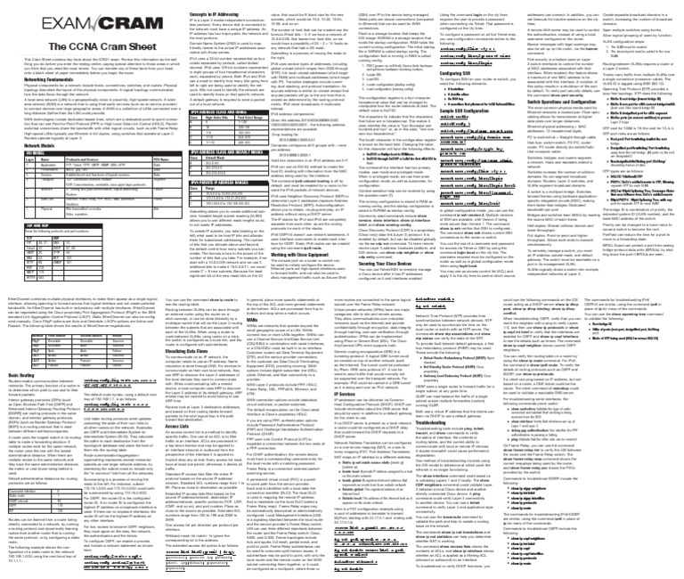 CCNA ICND1 Exam Cram Sheet | PDF | Ip Address | Computer Network