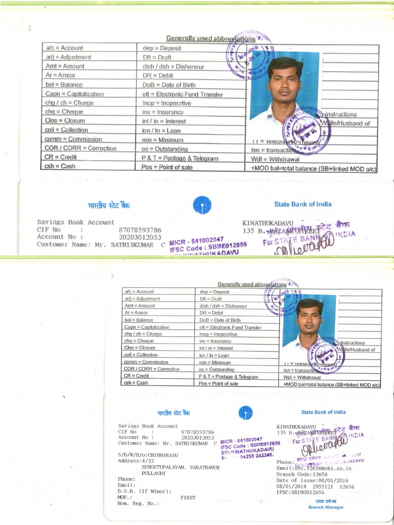 Bank Pass Book - Format | PDF