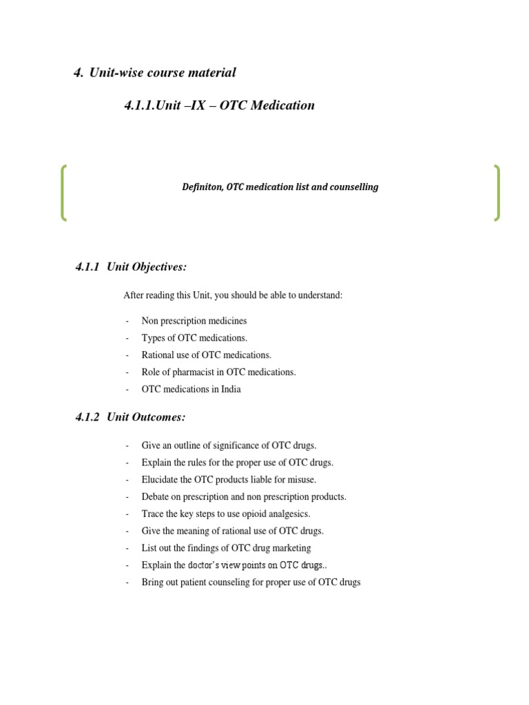 Over The Counter Drugs | PDF | Analgesic | Over The Counter Drug