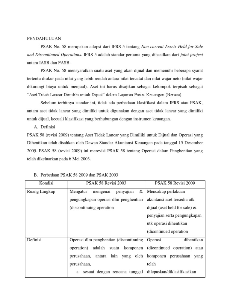 PSAK 58: Aset Tidak Lancar untuk Dijual | PDF
