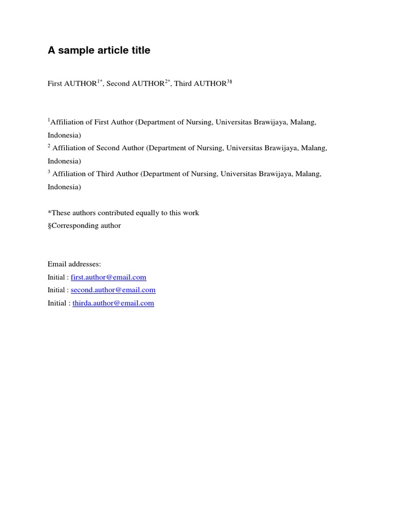 A Sample Article Title: Initial: Initial | PDF | Organisms | Genetics