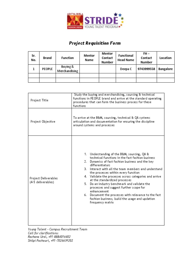 Project Requisition Format - Graduation Project - PEOPLE 3 | PDF ...