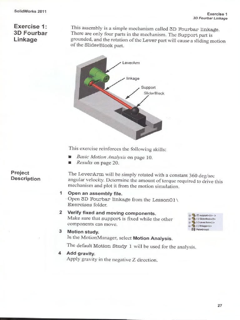 SolidWorks 2011: Fourbar Linkage Exercise | PDF | Rotation Around A ...