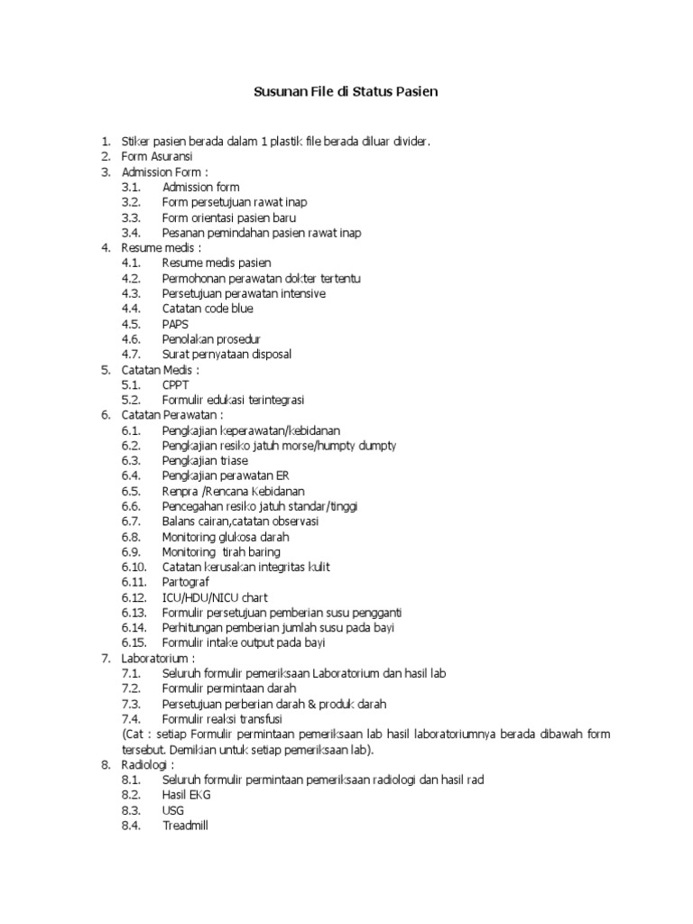Susunan File Di Status Pasien | PDF