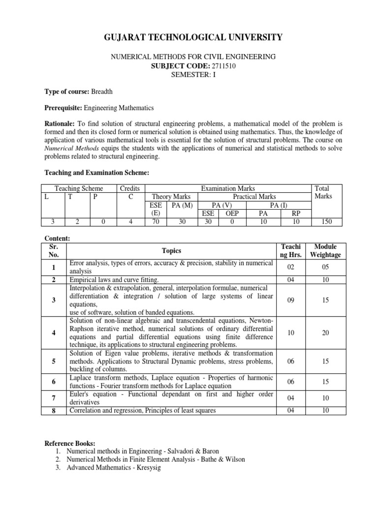 Sem 1 - Numerical Methods For Civil Engineering | PDF | Numerical ...