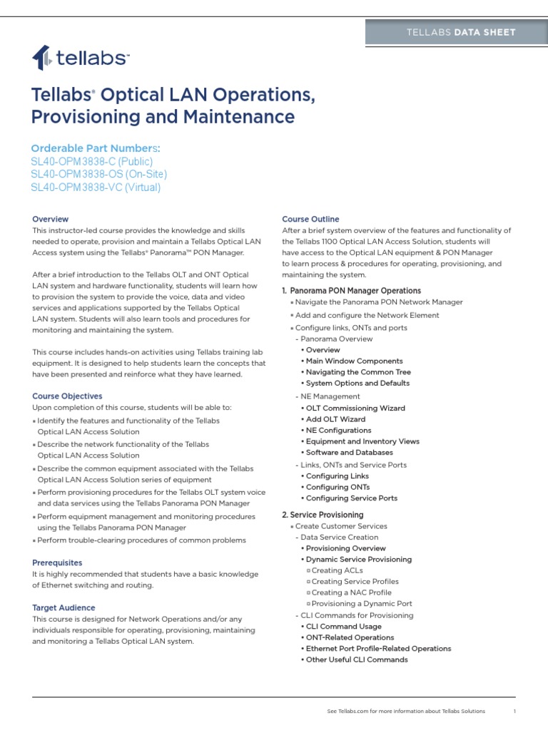 Optical LAN Operations Provisioning & Maintenance | PDF | Provisioning | Computing