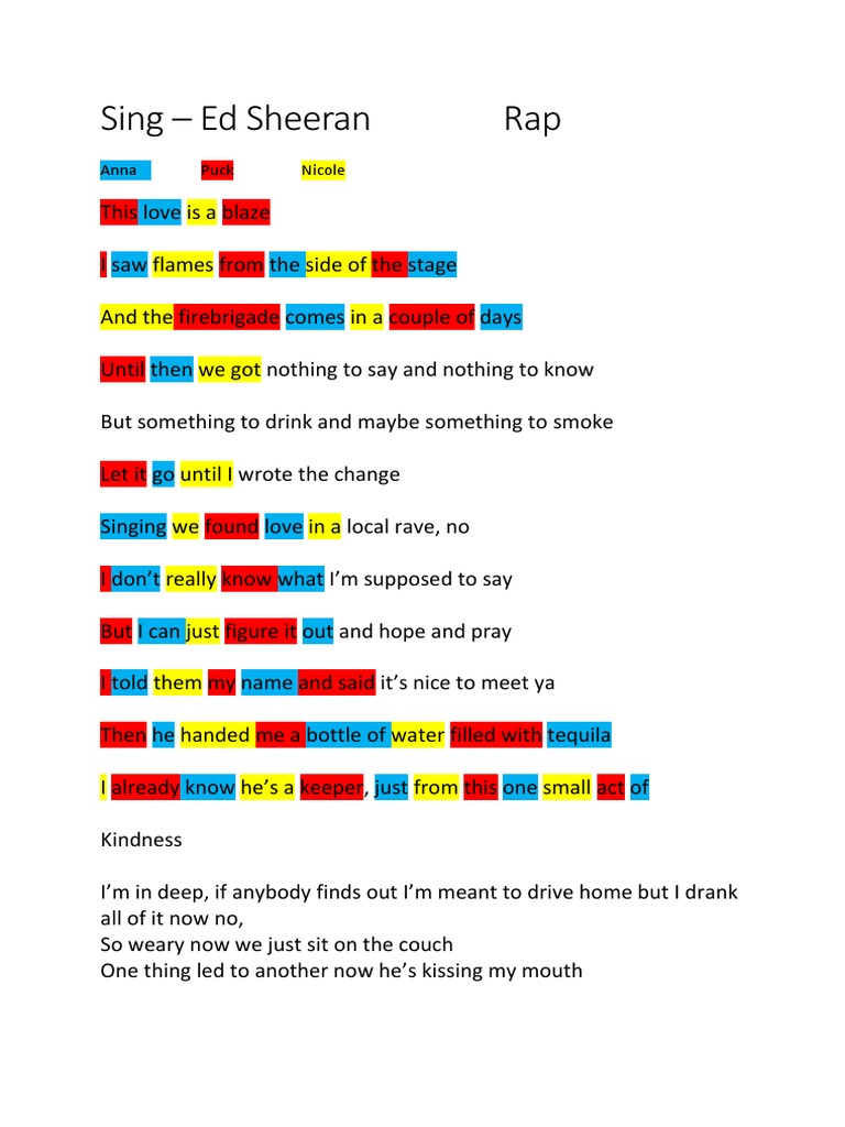 Sing - Ed Sheeran Rap | PDF