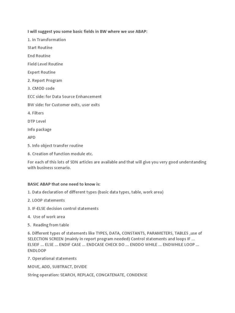 BW Where We Use ABAP | PDF | Business | Computers
