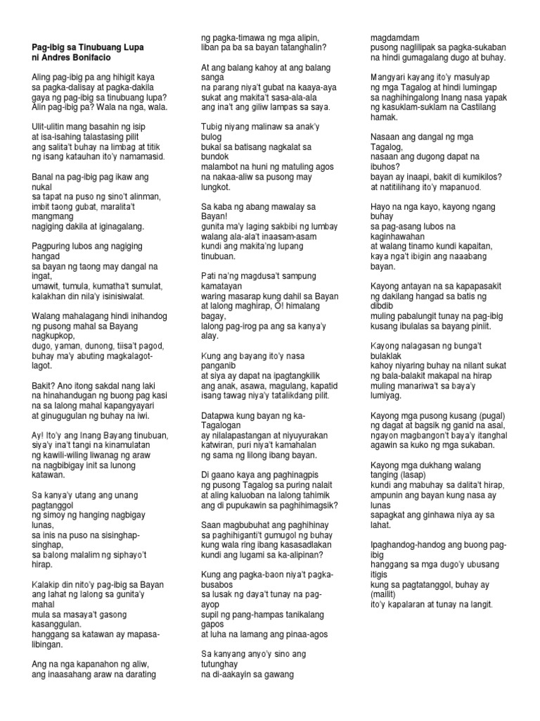 Pag-Ibig Sa Tinubuang Lupa | PDF