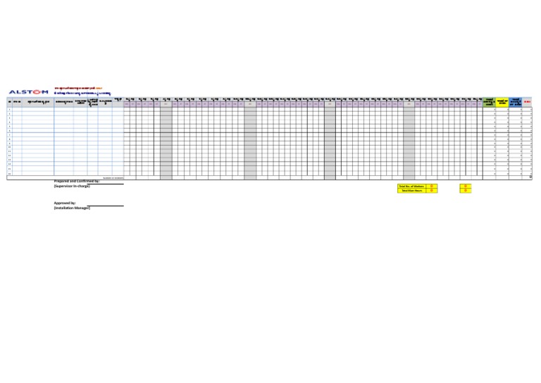 Man Hours Template Revised | PDF | Labor | Working Conditions