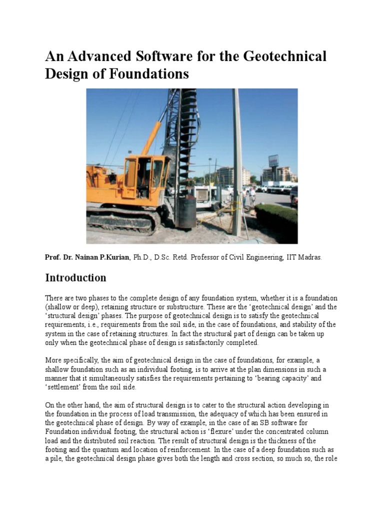 An Advanced Software For The Geotechnical Design of Foundations | PDF ...