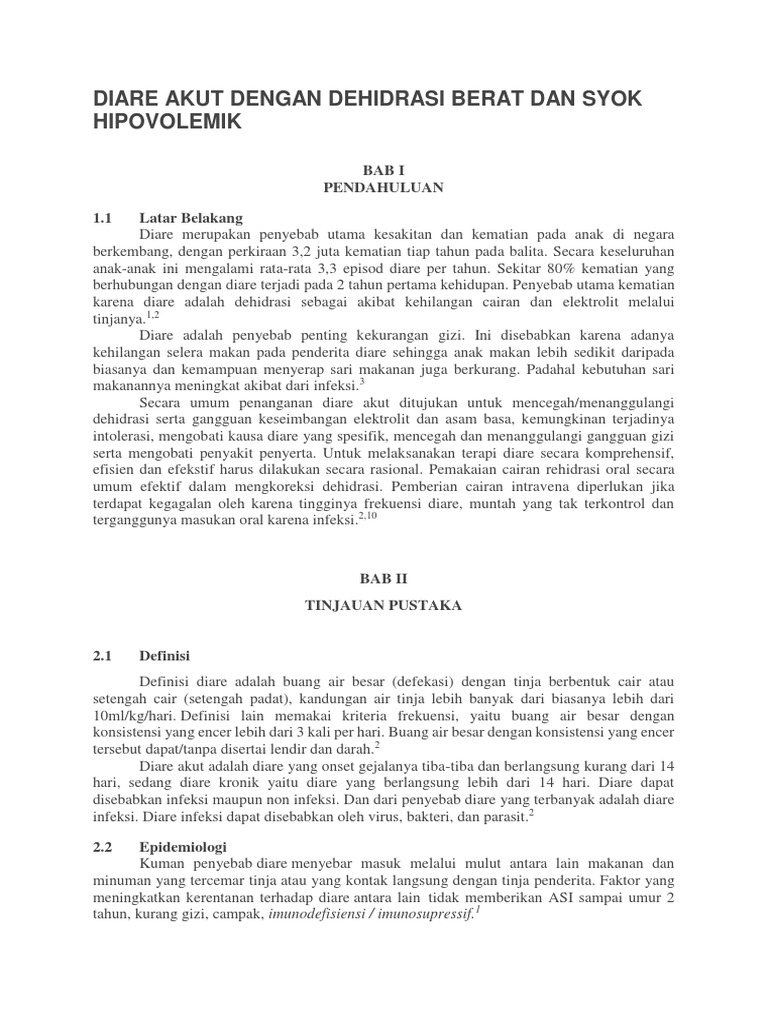 Diare Akut: Dehidrasi Berat & Penanganan | PDF