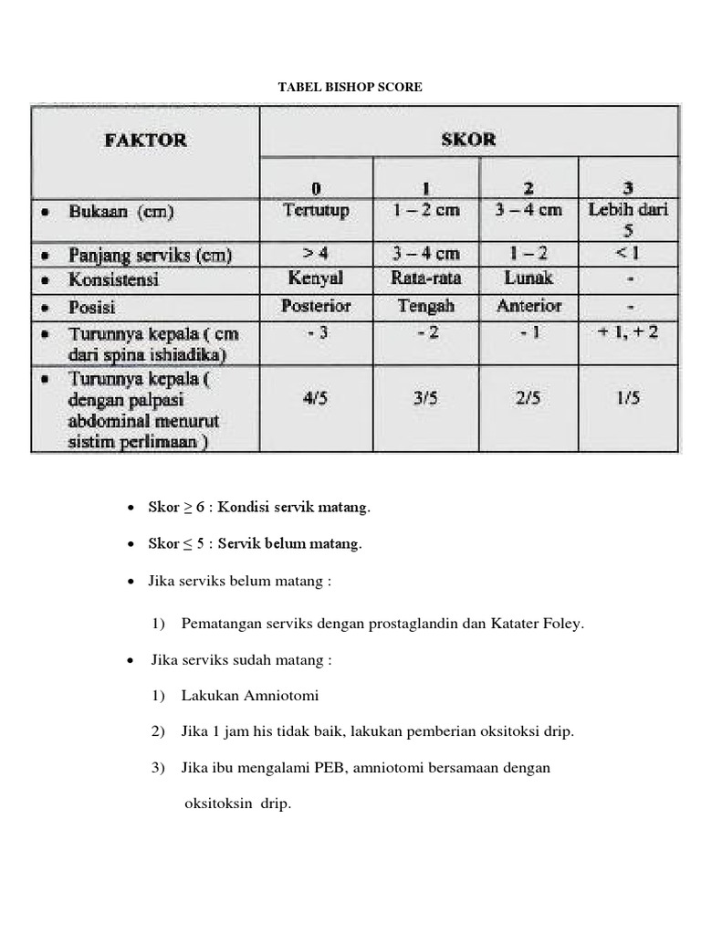 Tabel Bishop Score. | PDF