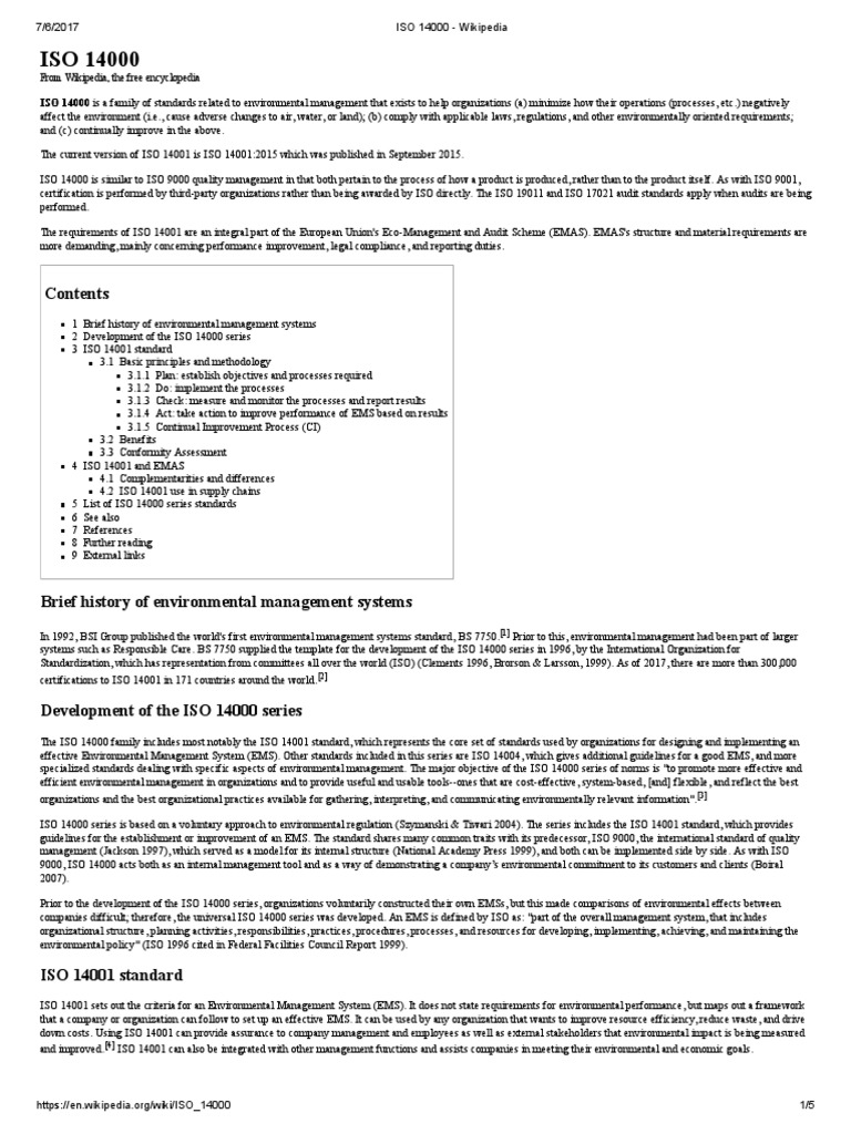 ISO 14000 - Wikipedia | PDF | Natural Environment | Economies