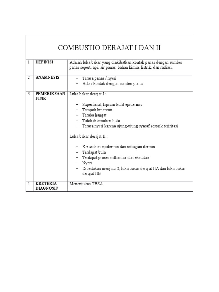 Combustio Derajat I Dan II | PDF