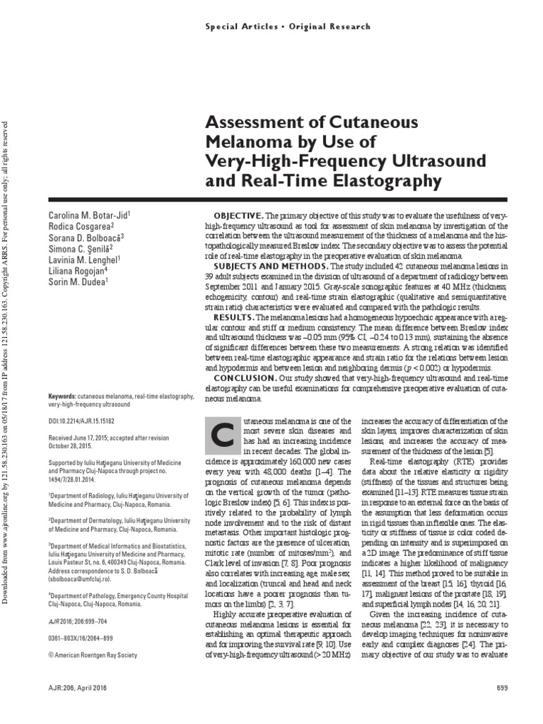 Assessment of Cutaneous Melanoma by Use of Very - High-Frequency ...