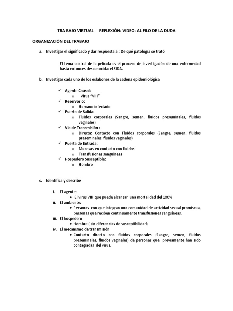 Reflexión de Video Al Filo de La Duda | PDF | VIH / SIDA | VIH