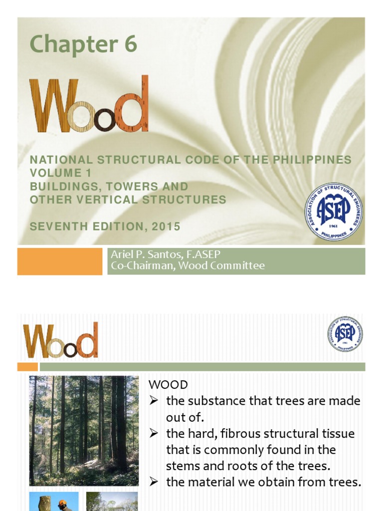 Microsoft PowerPoint - ASEP - NSCP 2015 Chapter6 - WOOD | PDF | Lumber | Bending