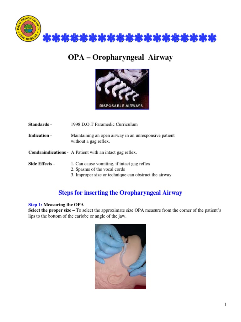 OPA - Oropharyngeal Airway | PDF