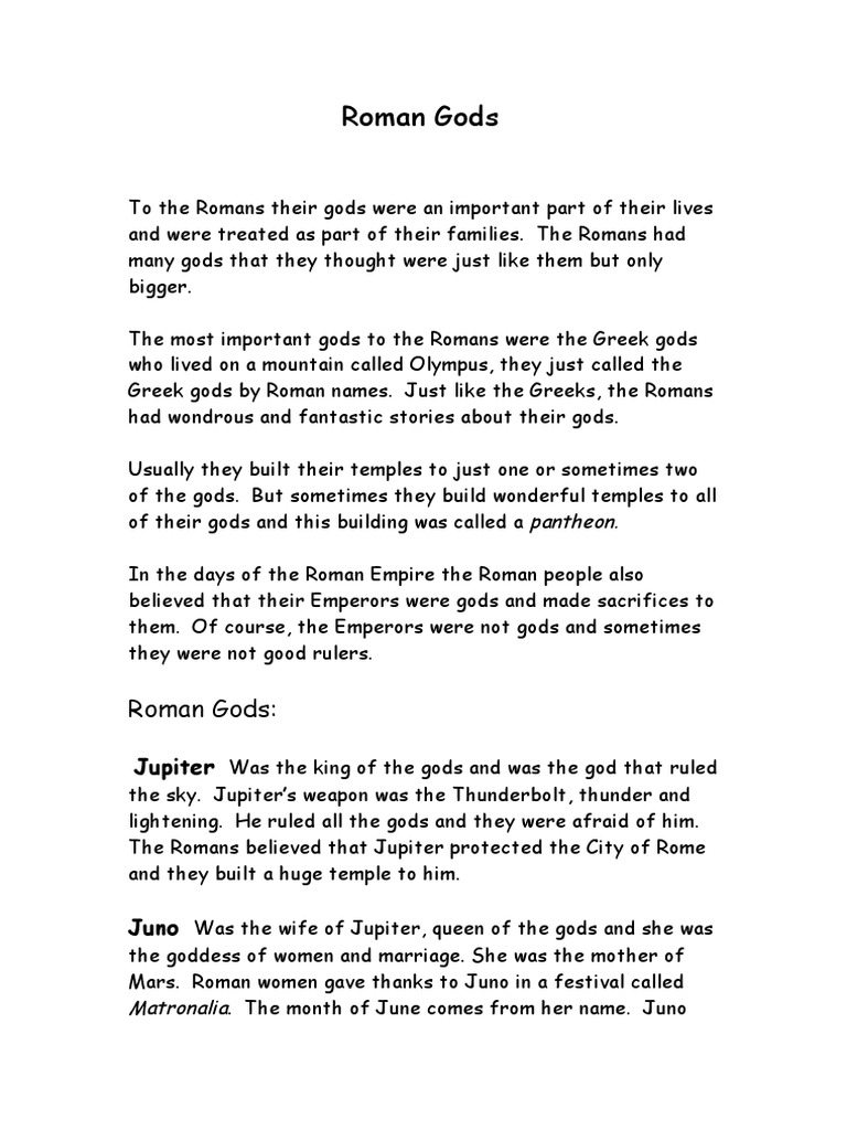 Roman Gods | PDF | Cupid | Jupiter (Mythology)