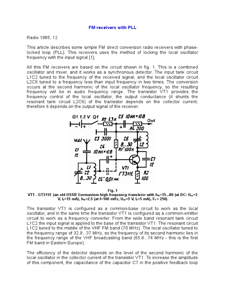 FM Receivers With PLL | PDF | Detector (Radio) | Electronic Oscillator