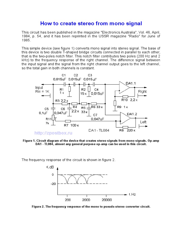 How To Create Stereo From Mono Signal | PDF