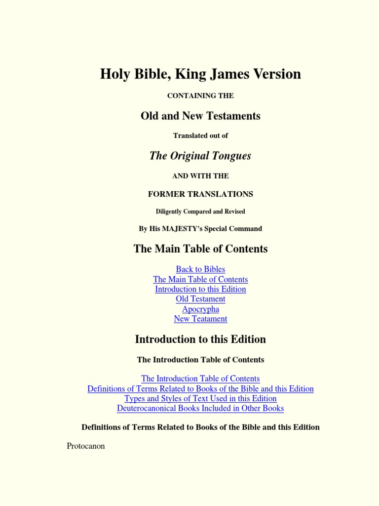 Holy Bible, King James Version | PDF | Biblical Canon | Books Of The Bible