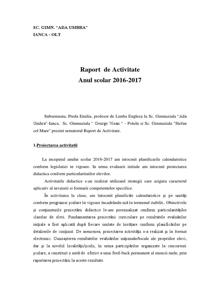 Raport de Autoevaluare | PDF