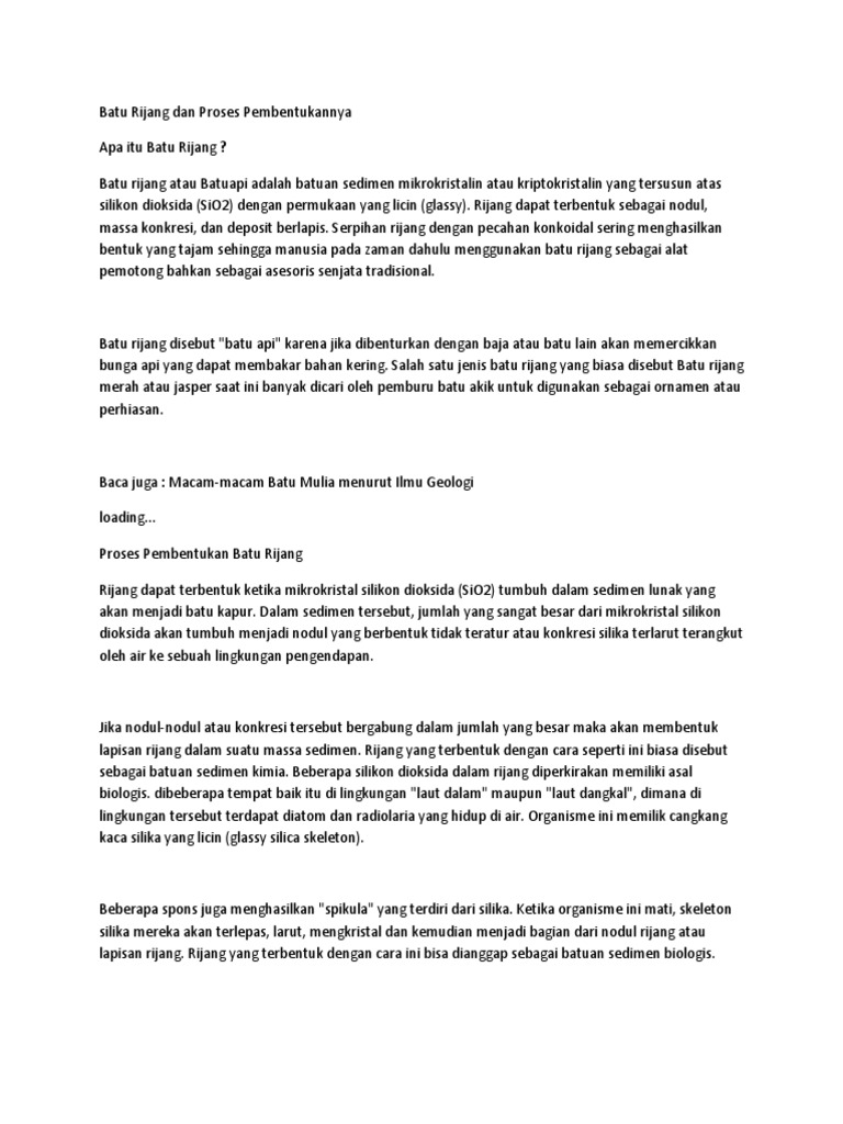 Batu Rijang Dan Proses Pembentukannya | PDF | Ilmu Sosial
