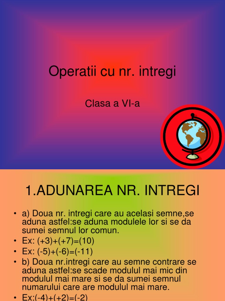 operatii cu numere intregi