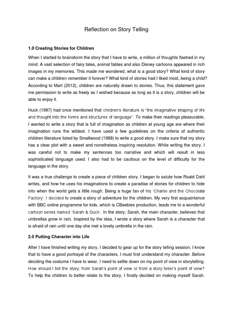 Reflection On Story Telling: 1.0 Creating Stories For Children | PDF ...