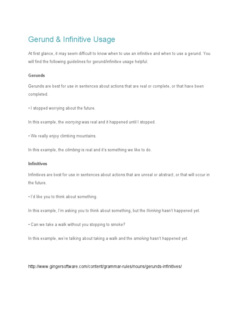 Gerund and Infinitive Usage | PDF | Language Arts & Discipline | Self-Improvement