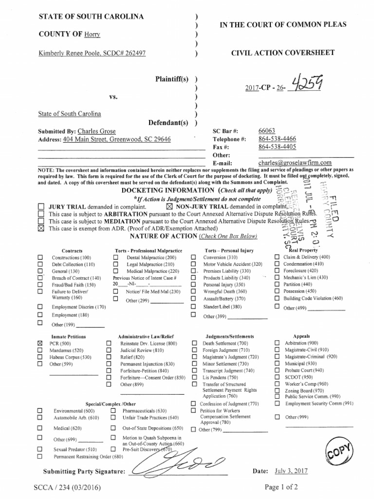 Kimberly Renee Poole Application For PCR (Filed Copy) | PDF