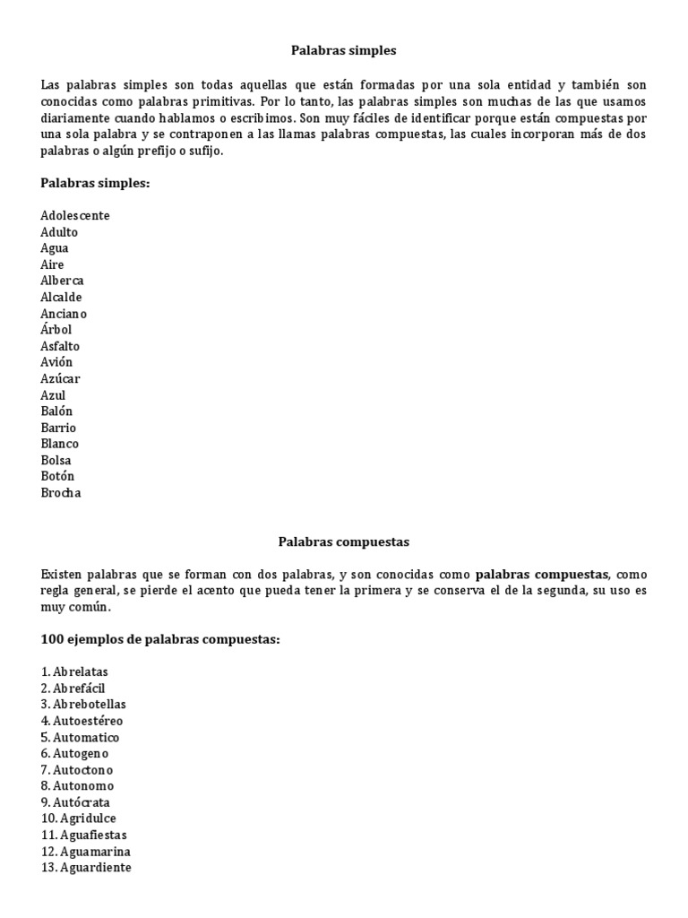 Palabras Simples | PDF