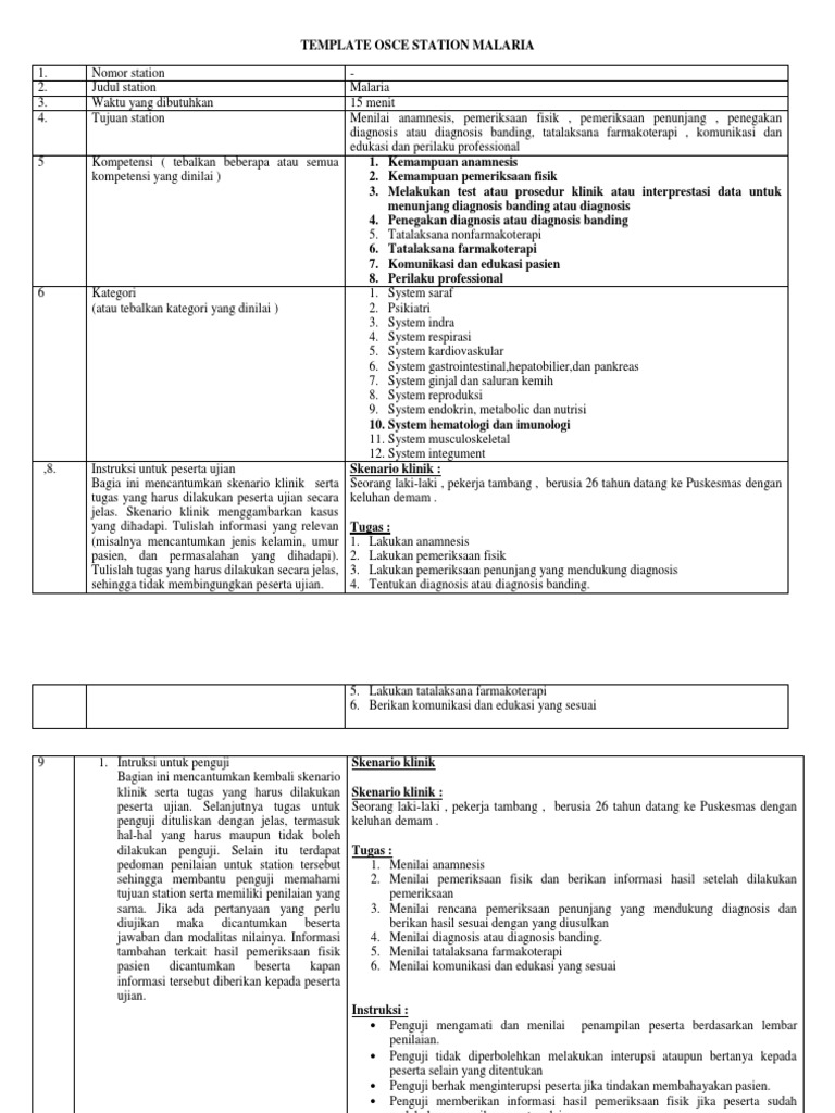 Osce Nasional Feb 2015 Malaria | PDF