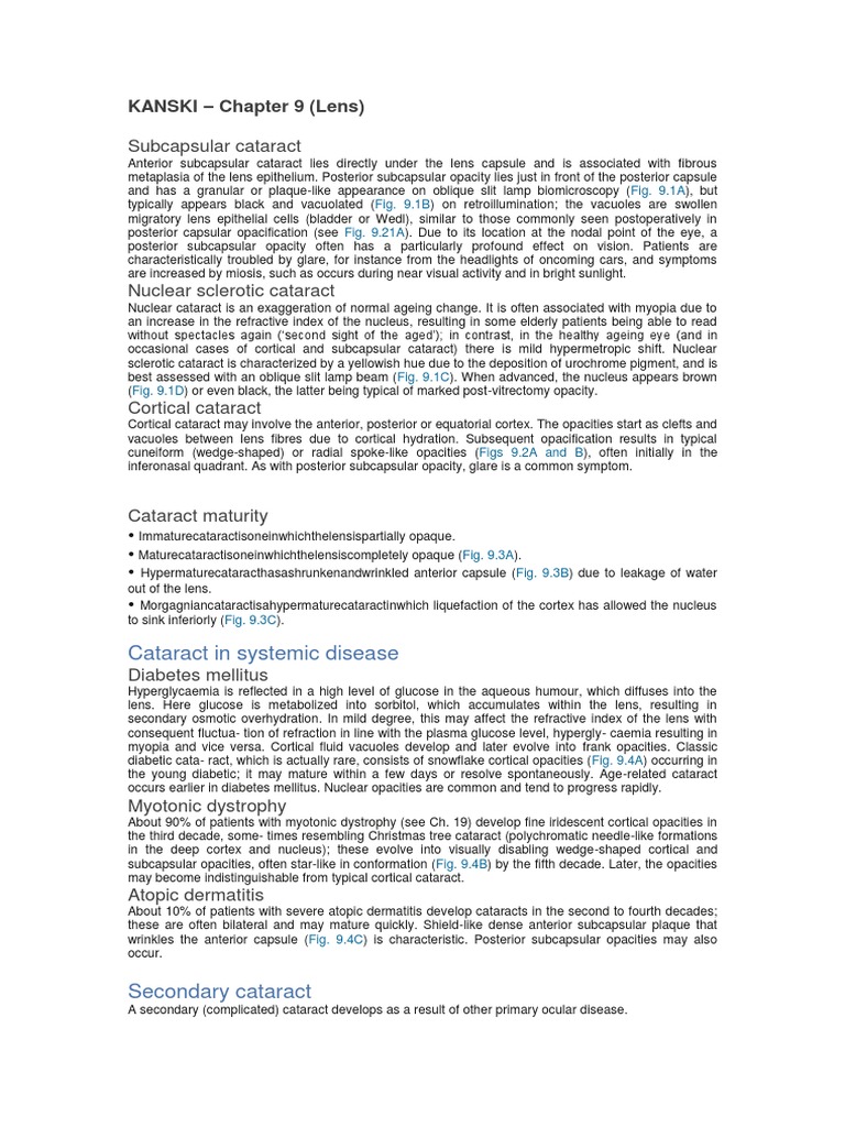 Kanski - Chapter 9 | PDF | Cataract | Congenital Disorder