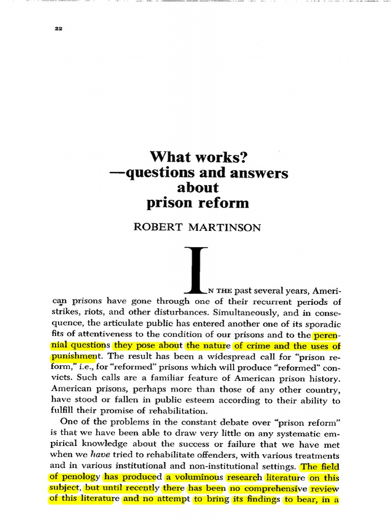 Martinson-What Works 1974 | PDF | Recidivism | Psychotherapy