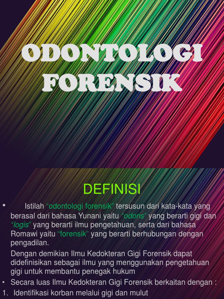 Panduan Odontologi Forensik dan Identifikasi | PDF