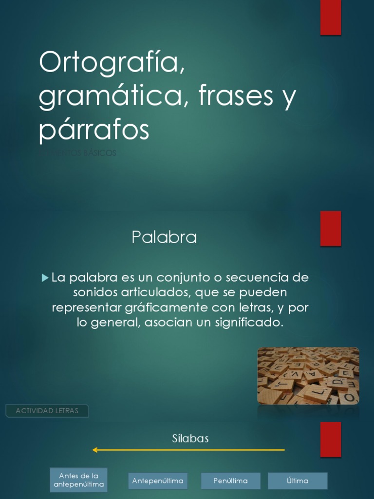 Ortografía, gramática, frases y párrafos.pptx | PDF | Palabra | Oración ...