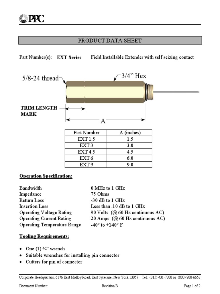 3/4" Hex 5/8-24 Thread: Product Data Sheet | PDF | Science ...