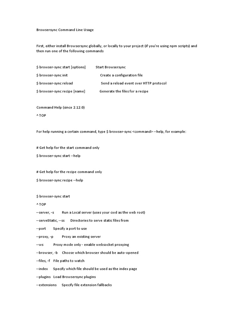 Browsersync Command Line Usage | PDF | Hypertext Transfer Protocol | Proxy Server