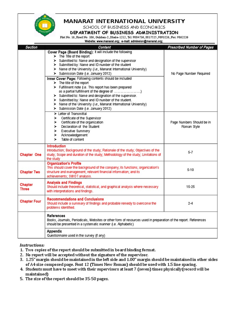 Internship Report Structure | PDF | Business