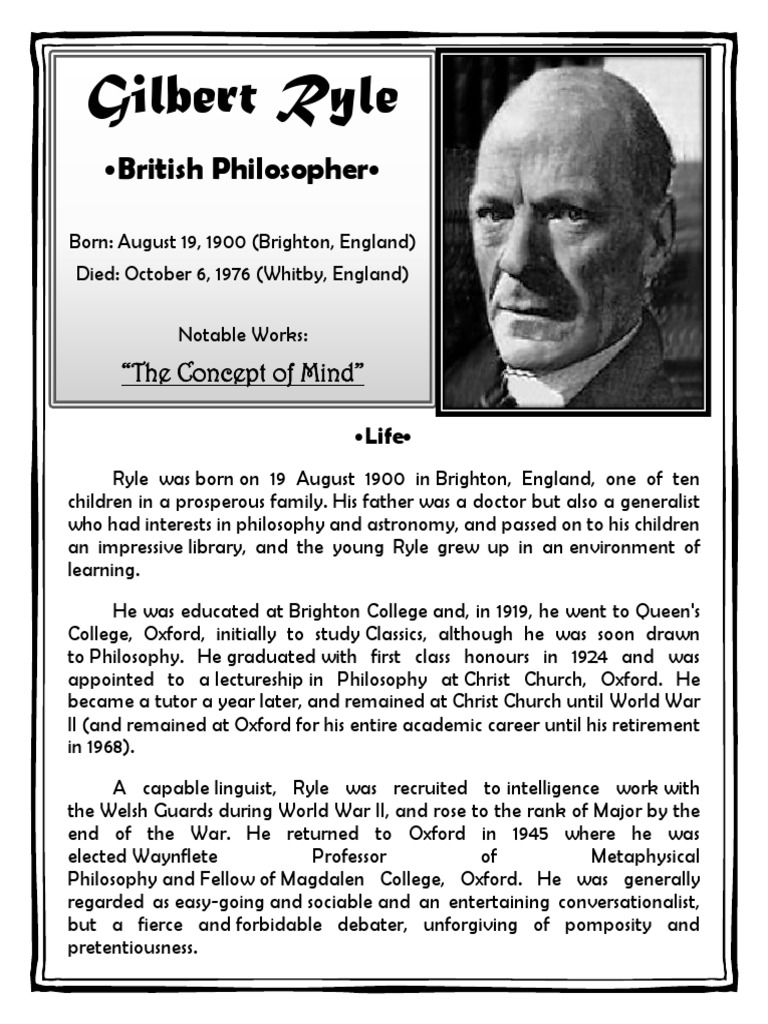 Gilbert Ryle | PDF | Mind | Contemporary Philosophy