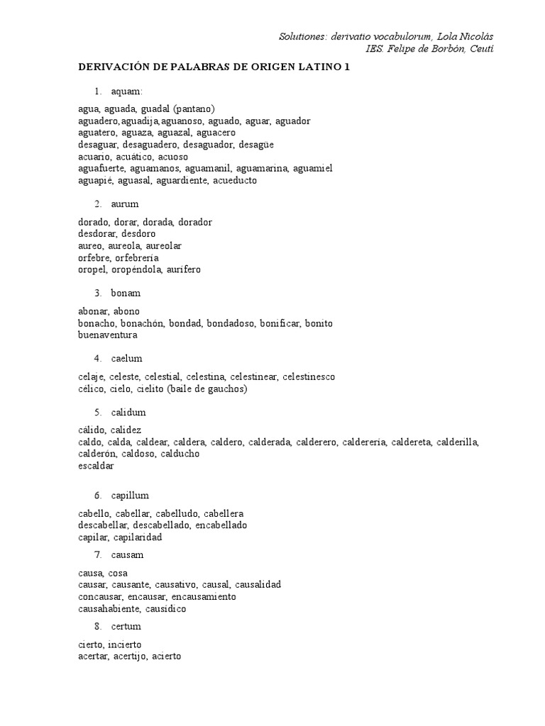 Latin Derivacion | PDF | Naturaleza