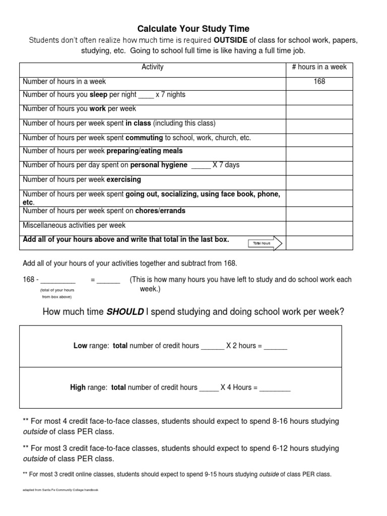 Calculate Your Study Time | PDF