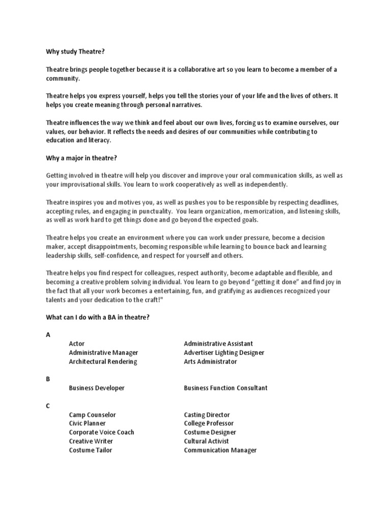 Why Study Theatre 1 | PDF | Theatre | Communication