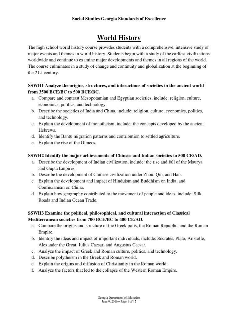 Georgia World History Standards Overview | PDF | Byzantine Empire ...