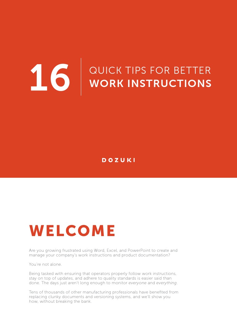 16 Quick Tips For Better Work Instructions Dozuki | PDF | Version ...